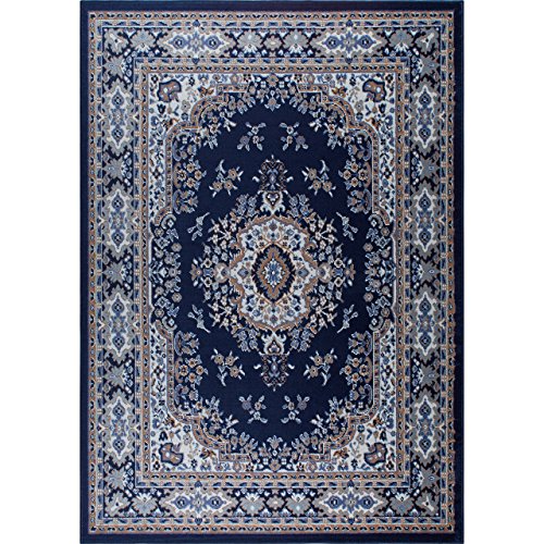 Home Dynamix Premium Sakarya Traditional Medallion Area Rug, Navy Blue/Brown, 5'2"x7'4"