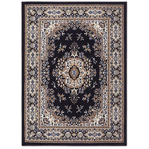 Home Dynamix Premium Sakarya Traditional Medallion Area Rug, Navy Blue/Brown, 5'2"x7'4"