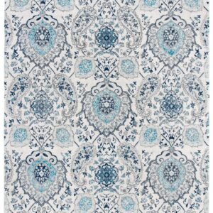 SAFAVIEH Madison Collection Area Rug - 10' x 14', Cream & Light Grey, Boho Chic Glam Paisley Design, Non-Shedding & Easy Care, Ideal for High Traffic Areas in Living Room, Bedroom (MAD600C)