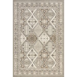 nuLOOM 5x8 Becca Traditional Tiled Area Rug, Taupe, Faded Transitional Design, Stain Resistant, For Bedroom, Dining Room, Living Room, Hallway, Office, Kitchen, Entryway