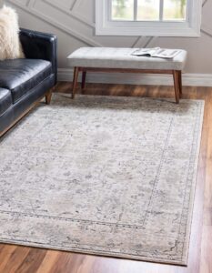 rugs.com oregon collection rug – 9' x 12' ivory low-pile rug perfect for living rooms, large dining rooms, open floorplans