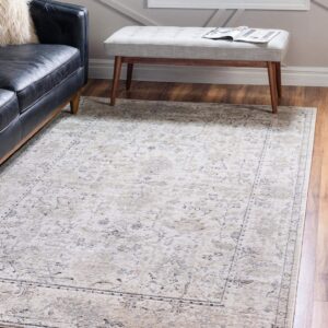 Rugs.com Oregon Collection Rug – 9' x 12' Ivory Low-Pile Rug Perfect for Living Rooms, Large Dining Rooms, Open Floorplans