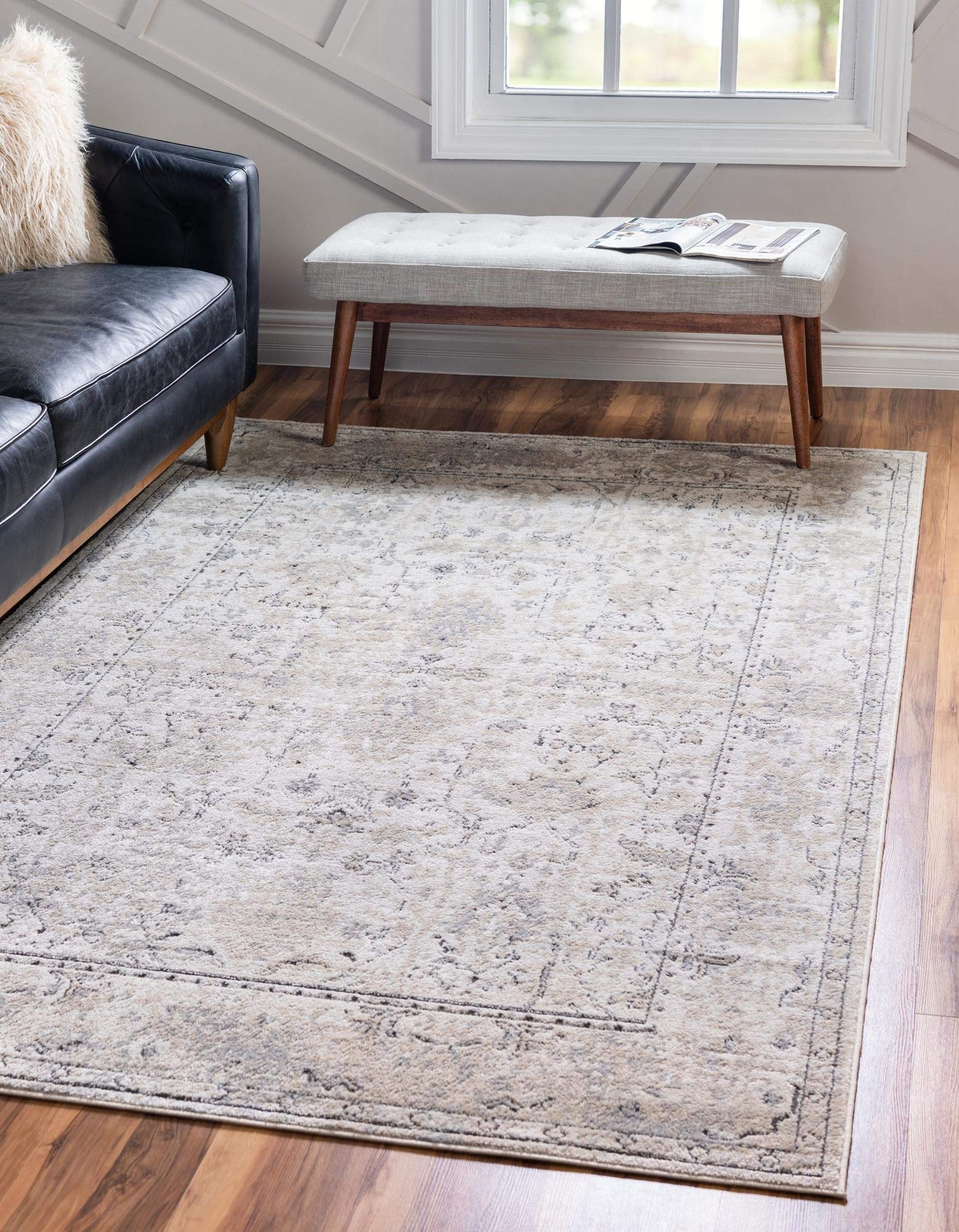 Rugs.com Oregon Collection Rug – 9' x 12' Ivory Low-Pile Rug Perfect for Living Rooms, Large Dining Rooms, Open Floorplans