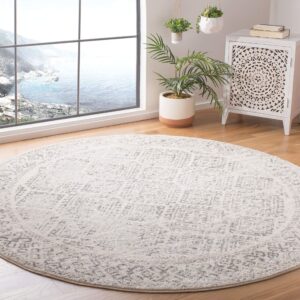 safavieh tulum collection area rug - 9' round, ivory & grey, moroccan boho distressed design, non-shedding & easy care, ideal for high traffic areas in living room, bedroom (tul264a)