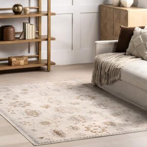 nuloom krystin medallion 5x8 machine washable area rug for living room bedroom dining room kitchen, beige/ivory