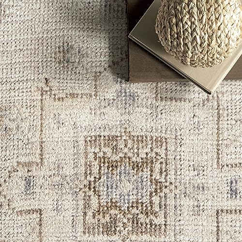 nuLOOM Krystin Medallion 5x8 Machine Washable Area Rug for Living Room Bedroom Dining Room Kitchen, Beige/Ivory