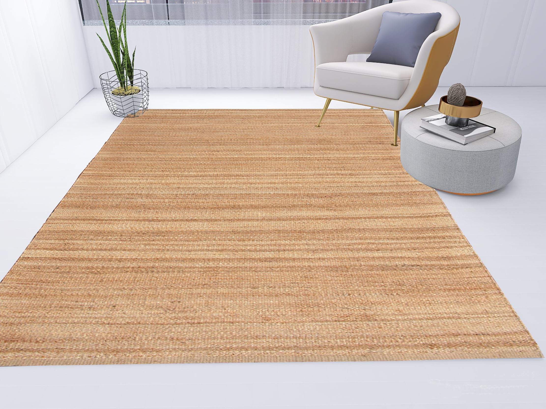 Antep Rugs Natural 5x7 Indoor Hand Woven Fiber Jute Area Rug (Natural, 5' x 7'6")