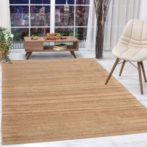 Antep Rugs Natural 5x7 Indoor Hand Woven Fiber Jute Area Rug (Natural, 5' x 7'6")