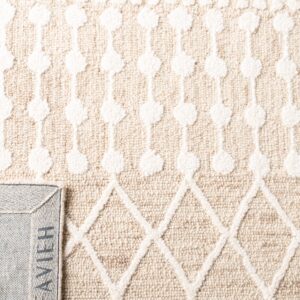 SAFAVIEH Blossom Collection Area Rug - 9' x 12', Beige & Ivory, Handmade Moroccan Wool, Ideal for High Traffic Areas in Living Room, Bedroom (BLM115B)