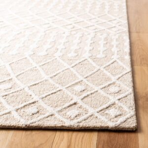 SAFAVIEH Blossom Collection Area Rug - 9' x 12', Beige & Ivory, Handmade Moroccan Wool, Ideal for High Traffic Areas in Living Room, Bedroom (BLM115B)