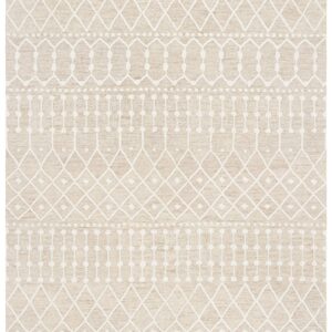 SAFAVIEH Blossom Collection Area Rug - 9' x 12', Beige & Ivory, Handmade Moroccan Wool, Ideal for High Traffic Areas in Living Room, Bedroom (BLM115B)