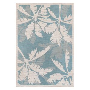 couristan monaco coastal floral rug, 5'3" x 7'6", ivory/turquoise