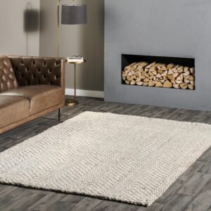 nuloom lisandra casual chevron jute area rug, 6x9, off-white