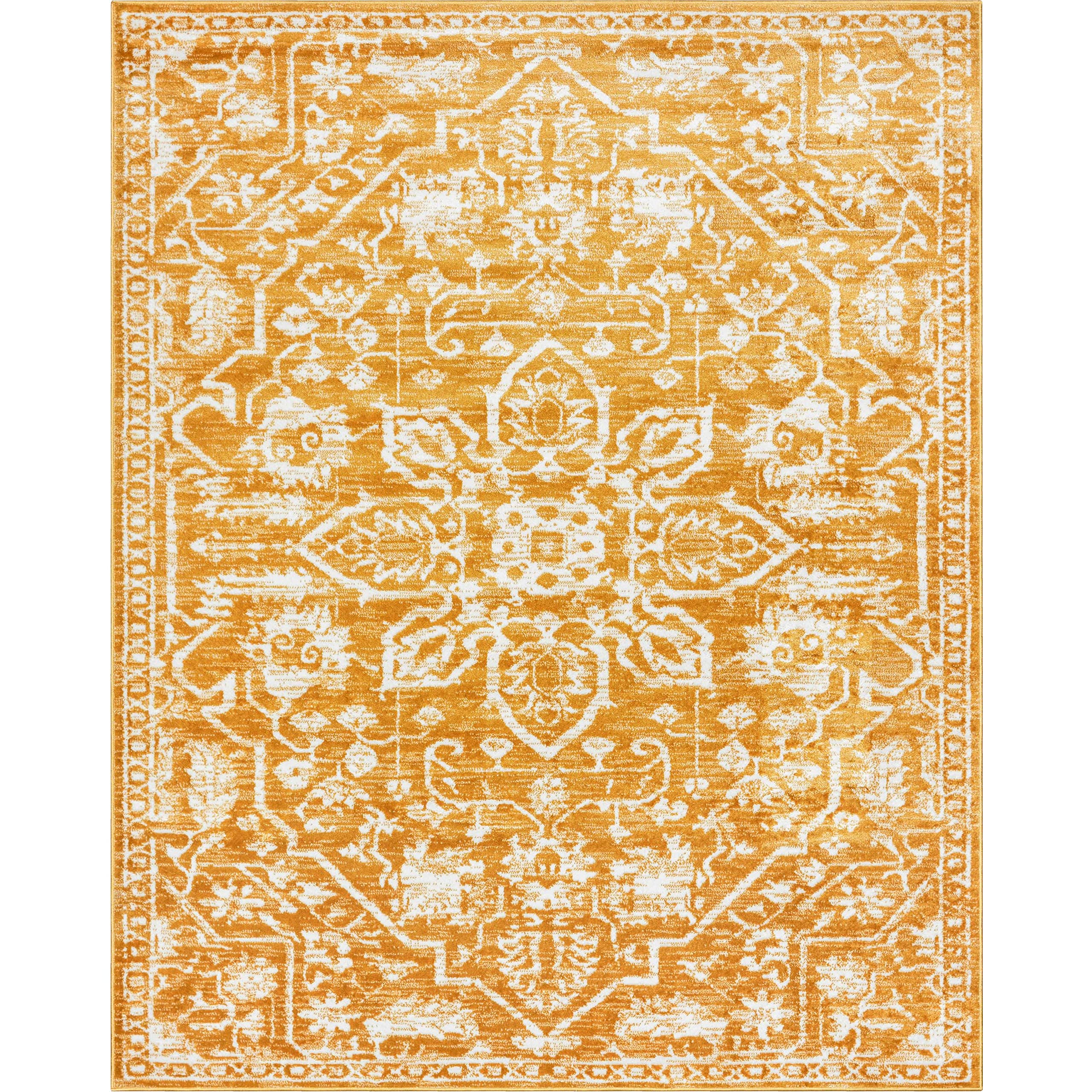 Well Woven Dazzle DISA Vintage Medallion Gold Soft 9'3" x 12'6" Area Rug