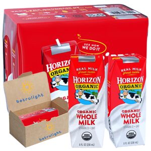 organic shelf stable whole milk boxes, horizon whole milk single serve, 8.0 fl oz (pack of 6) every order is elegantly packaged in a signature betrulight branded box!