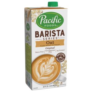 pacific foods barista series original oat milk, plant based milk, 32 oz carton