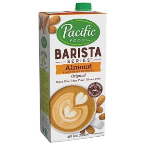 pacific foods barista series original almond milk, plant based milk, 32 oz carton