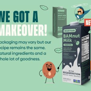 BamNut Milk Barista 2 Pack | 2.5x More Protein than Oat & Almond Milk | Extra Creamy, Gluten-Free, Prebiotic Fiber, Plant-Based | 33.8 Fl Oz – by WhatIF Foods