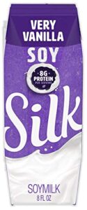 silk shelf-stable soymilk singles, very vanilla, dairy-free, vegan, non-gmo project verified, 8 oz., 18 pack