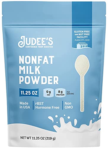 Judee’s Non-Fat Milk Powder 11.25 oz - 100% Non-GMO, Keto-Friendly - rBST Hormone-Free, Gluten-Free and Nut-Free - Good Source of Protein and Calcium - Made in USA