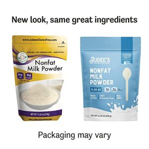 Judee’s Non-Fat Milk Powder 11.25 oz - 100% Non-GMO, Keto-Friendly - rBST Hormone-Free, Gluten-Free and Nut-Free - Good Source of Protein and Calcium - Made in USA