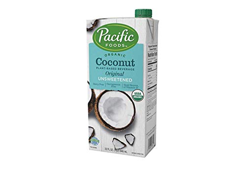 Pacific Foods Organic Unsweetened Coconut Milk, Plant Based Milk, 32 oz Carton (12 Pack)