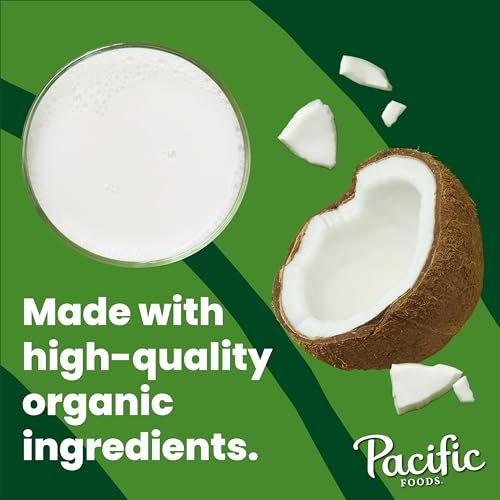 Pacific Foods Organic Unsweetened Coconut Milk, Plant Based Milk, 32 oz Carton (12 Pack)