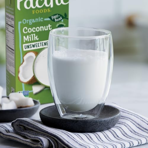 Pacific Foods Organic Unsweetened Coconut Milk, Plant Based Milk, 32 oz Carton (12 Pack)