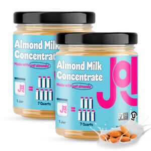 almond milk unsweetened plain concentrate by joi - 2-pack x 27 servings - vegan, kosher, shelf stable, keto-friendly, dairy free, & fat free milk - almond milk powder substitute, coffee & plant milk creamer