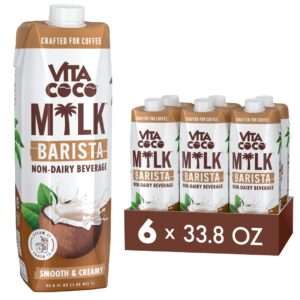 vita coco barista milk - plant based, dairy free milk alternative - gluten free, soy free, and unsweetened - perfect add to coffee, matcha, pink drinks - 33.8 fl oz (pack of 6)