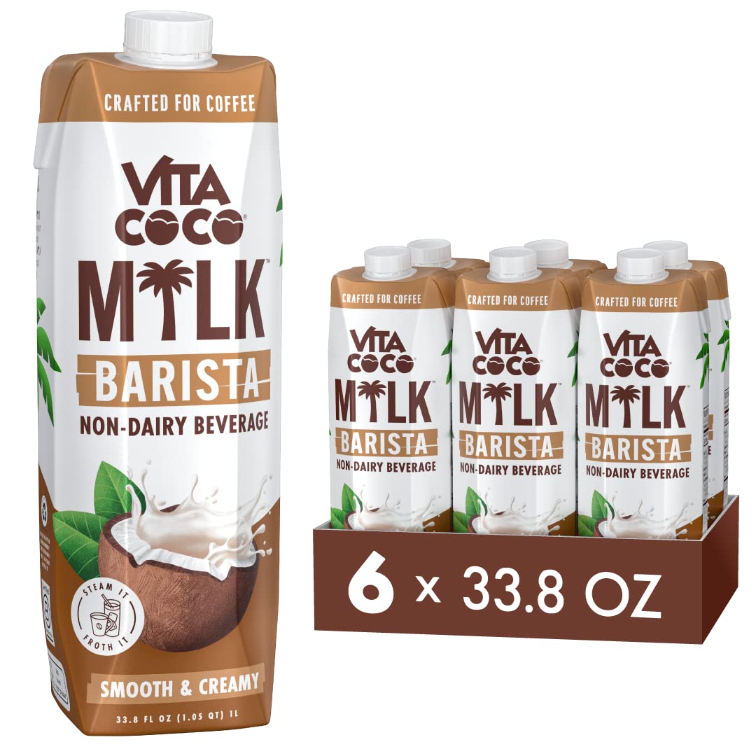 Vita Coco Barista Milk - Plant Based, Dairy Free Milk Alternative - Gluten Free, Soy Free, and Unsweetened - Perfect Add to Coffee, Matcha, Pink Drinks - 33.8 Fl Oz (Pack of 6)