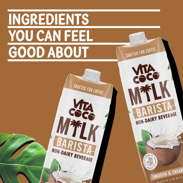 Vita Coco Barista Milk - Plant Based, Dairy Free Milk Alternative - Gluten Free, Soy Free, and Unsweetened - Perfect Add to Coffee, Matcha, Pink Drinks - 33.8 Fl Oz (Pack of 6)