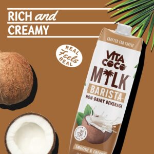 Vita Coco Barista Milk - Plant Based, Dairy Free Milk Alternative - Gluten Free, Soy Free, and Unsweetened - Perfect Add to Coffee, Matcha, Pink Drinks - 33.8 Fl Oz (Pack of 6)