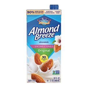 almond breeze dairy free almondmilk, unsweetened original, 32 ounce (pack of 12)