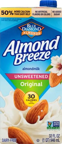 Almond Breeze Dairy Free Almondmilk, Unsweetened Original, 32 Ounce (Pack of 12)