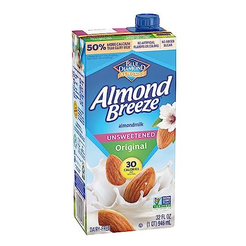 Almond Breeze Dairy Free Almondmilk, Unsweetened Original, 32 Ounce (Pack of 12)