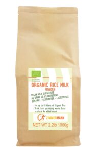 organic rice milk powder 2.2lb 1000g - makes 2.64 gallons vegan milk substitute - gluten-free - lactose-free - by zimmermann sportnutrition