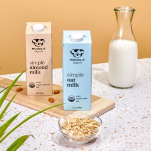 Mooala Organic Simple Almond Milk, 32oz - 3 Ingredient, Shelf Stable, No Gums, No Oils, No Fillers, Unsweetened, Non-GMO, No Additives, Dairy Free Plant Based Milk, 6 pack