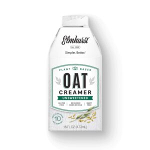 Elmhurst 1925 Unsweetened Oat Creamer, Plant-Based, Vegan, 16 Ounce (Pack of 6)