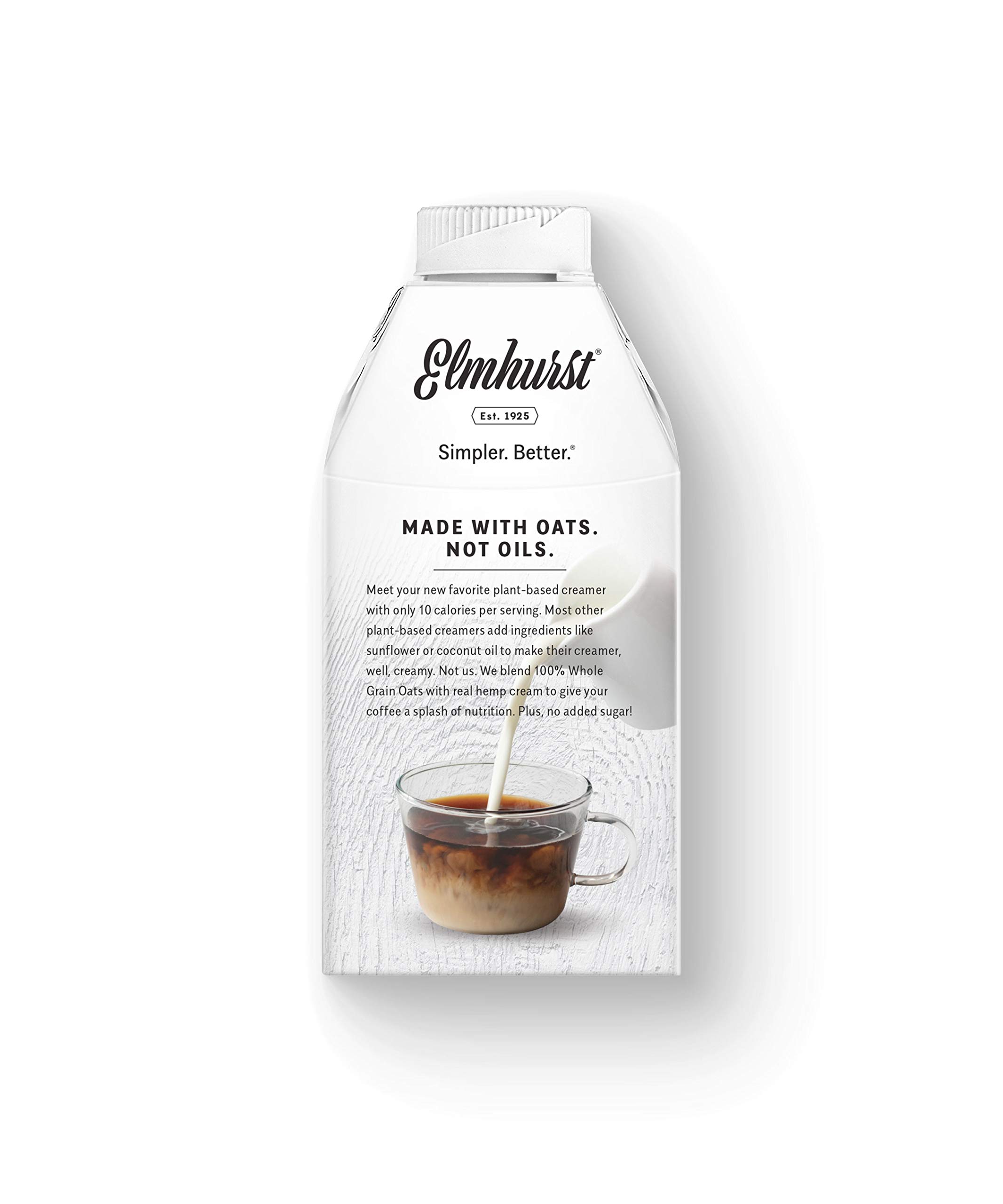 Elmhurst 1925 Unsweetened Oat Creamer, Plant-Based, Vegan, 16 Ounce (Pack of 6)