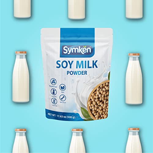 SYMKEN Sugar-free Soy Milk Powder 17.6 Oz (500g) | Vegan | High in Protein | Gluten free | Lactose free | Non-GMO | Plant-based | Non-Dairy | Added with Vitamins, Minerals, and Antioxidants