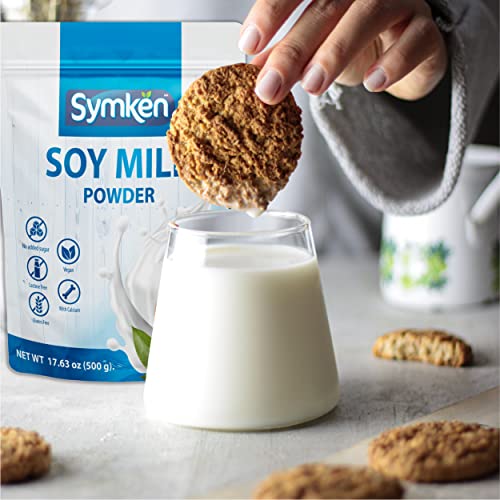 SYMKEN Sugar-free Soy Milk Powder 17.6 Oz (500g) | Vegan | High in Protein | Gluten free | Lactose free | Non-GMO | Plant-based | Non-Dairy | Added with Vitamins, Minerals, and Antioxidants