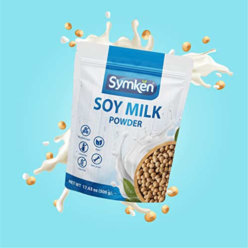 SYMKEN Sugar-free Soy Milk Powder 17.6 Oz (500g) | Vegan | High in Protein | Gluten free | Lactose free | Non-GMO | Plant-based | Non-Dairy | Added with Vitamins, Minerals, and Antioxidants