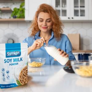 SYMKEN Sugar-free Soy Milk Powder 17.6 Oz (500g) | Vegan | High in Protein | Gluten free | Lactose free | Non-GMO | Plant-based | Non-Dairy | Added with Vitamins, Minerals, and Antioxidants