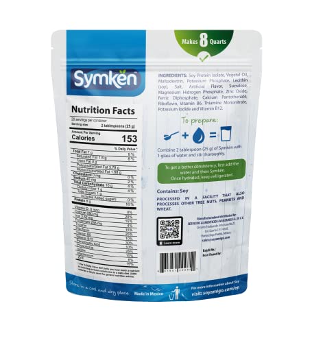 SYMKEN Sugar-free Soy Milk Powder 17.6 Oz (500g) | Vegan | High in Protein | Gluten free | Lactose free | Non-GMO | Plant-based | Non-Dairy | Added with Vitamins, Minerals, and Antioxidants