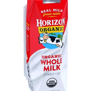 Organic Milk, Horizon Organic Whole Milk | Shelf Stable Milk, Grass Fed Milk Assortment of Plain, Vanilla, Chocolate, & Strawberry, Lowfat On-The-Go Milk Boxes for Kids & Adults| Includes Calcium, Vitamin A, Vitamin D & 8g of Protein, Non GMO Milk 8 Fl Oz