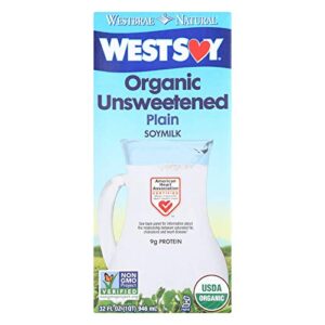 westsoy organic unsweetened soymilk, 32 oz (12 pack)