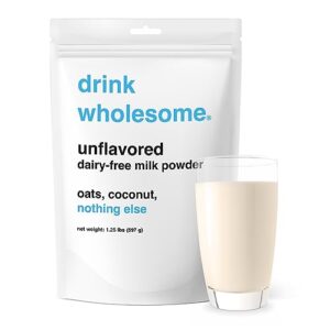 drink wholesome dairy free milk powder | coffee creamer powder | for sensitive stomachs | vegan | lactose free | no gums | no oils | just 2 ingredients | 1.07 lb