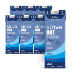 strive oat barista with protein, 10g protein per serving, 32 fl. oz (pack of 6), animal-free whey protein, precision fermentation, perfect day, alt milk