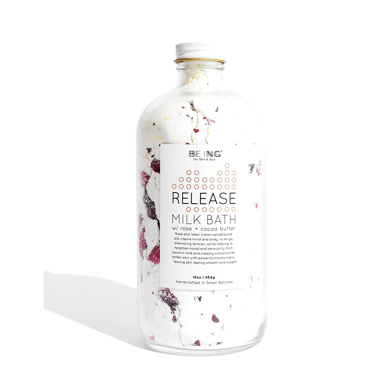 Release Milk Bath - Vegan Bath Soak with Organic Coconut Milk, Cocoa Butter, Rose Petal Flakes & Essential Oils - Relaxing Milk Bath for Cleansing & Hydration - Apothecary Jar